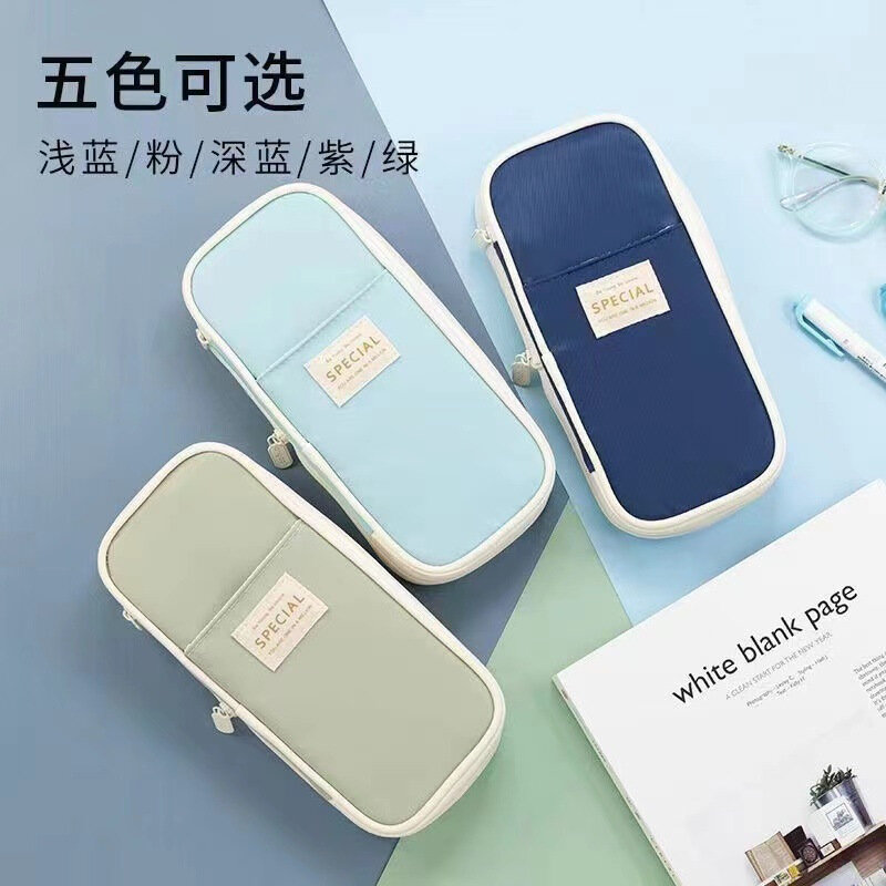 Японский и корейский стиль, большая емкость, расширяемый пенал из холста в цвете макарон, трансформируемый простой пенал для студентов