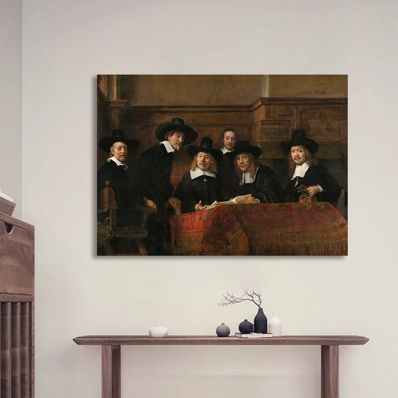 Картина "Рембрандт Синдики", холст, 60x80 см, на подрамнике, репродукция