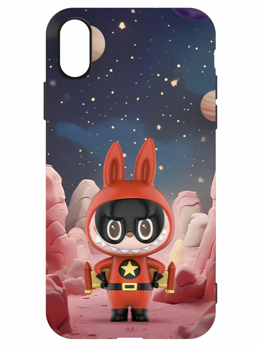 Чехол-накладка Krutoff Soft Case Лабубу Капитан для iPhone XR черный