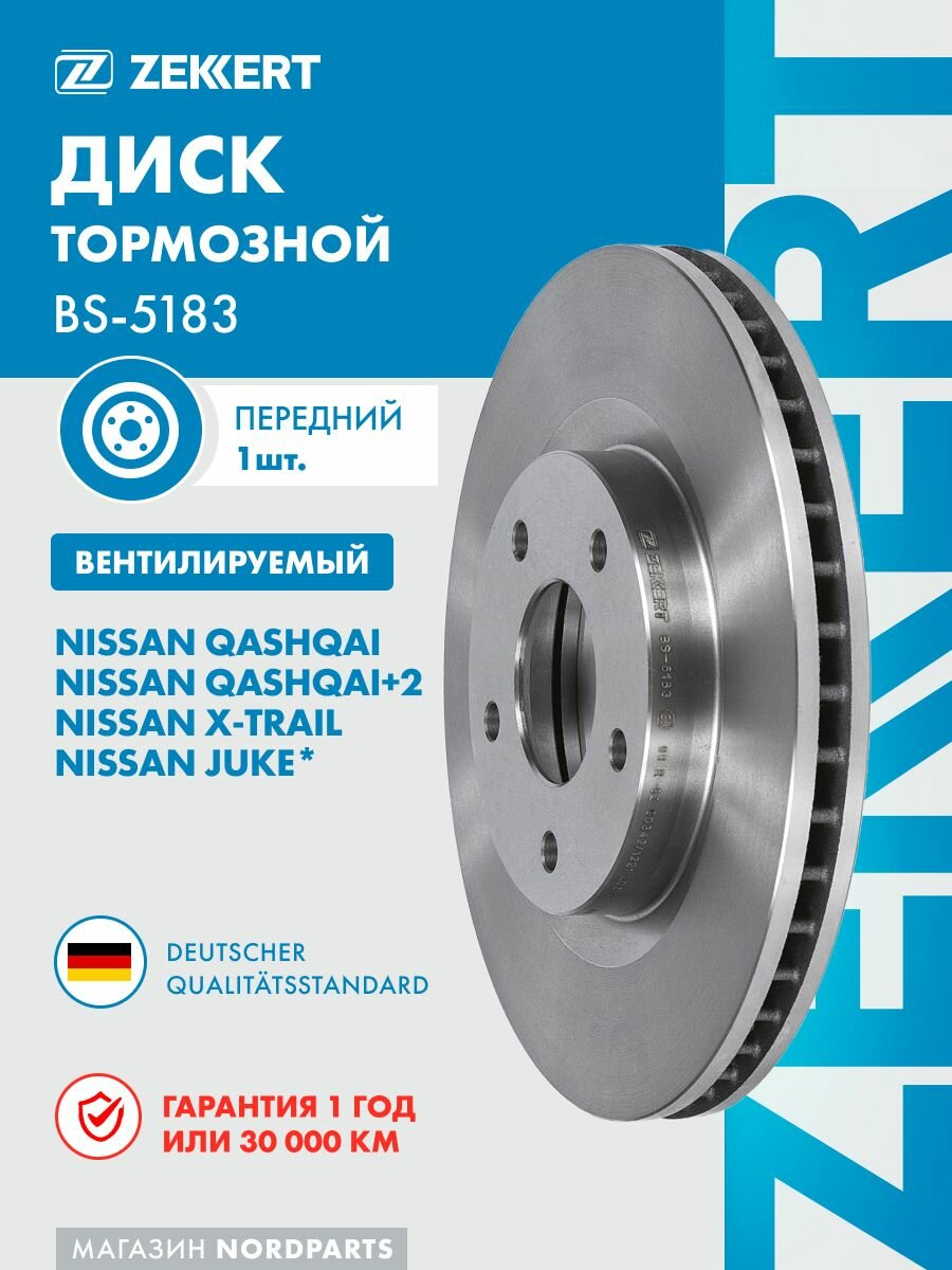 Диск тормозной передний Nissan Qashqai, X-Trail, Juke Нассан Кашкай, Икс Трейл, Жук OEM 402061KC1B 40206JD00A 34111164839