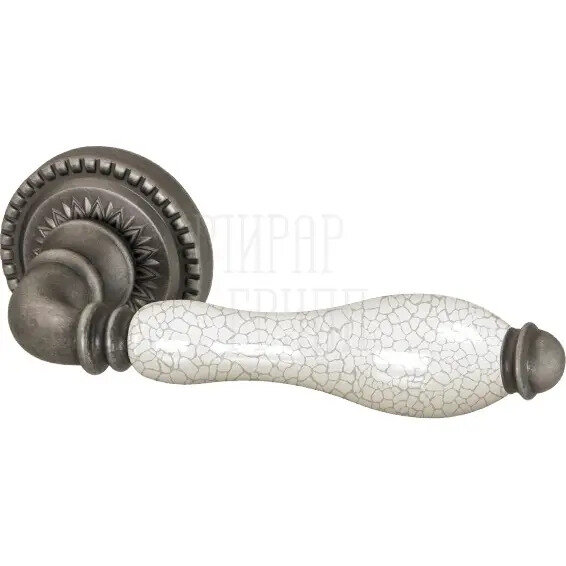 Дверная ручка Armadillo на круглой розетке "Silvia" CL1 античное серебро кракелюр