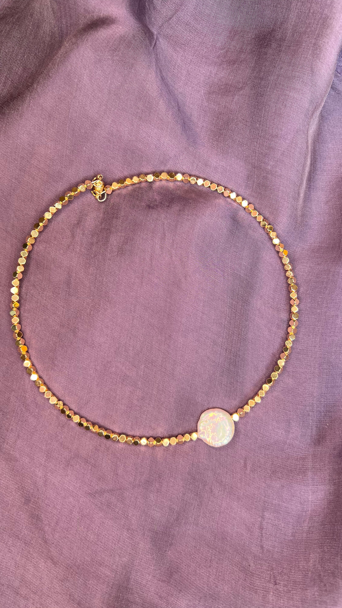 Колье, жемчуг пресноводный, гематит