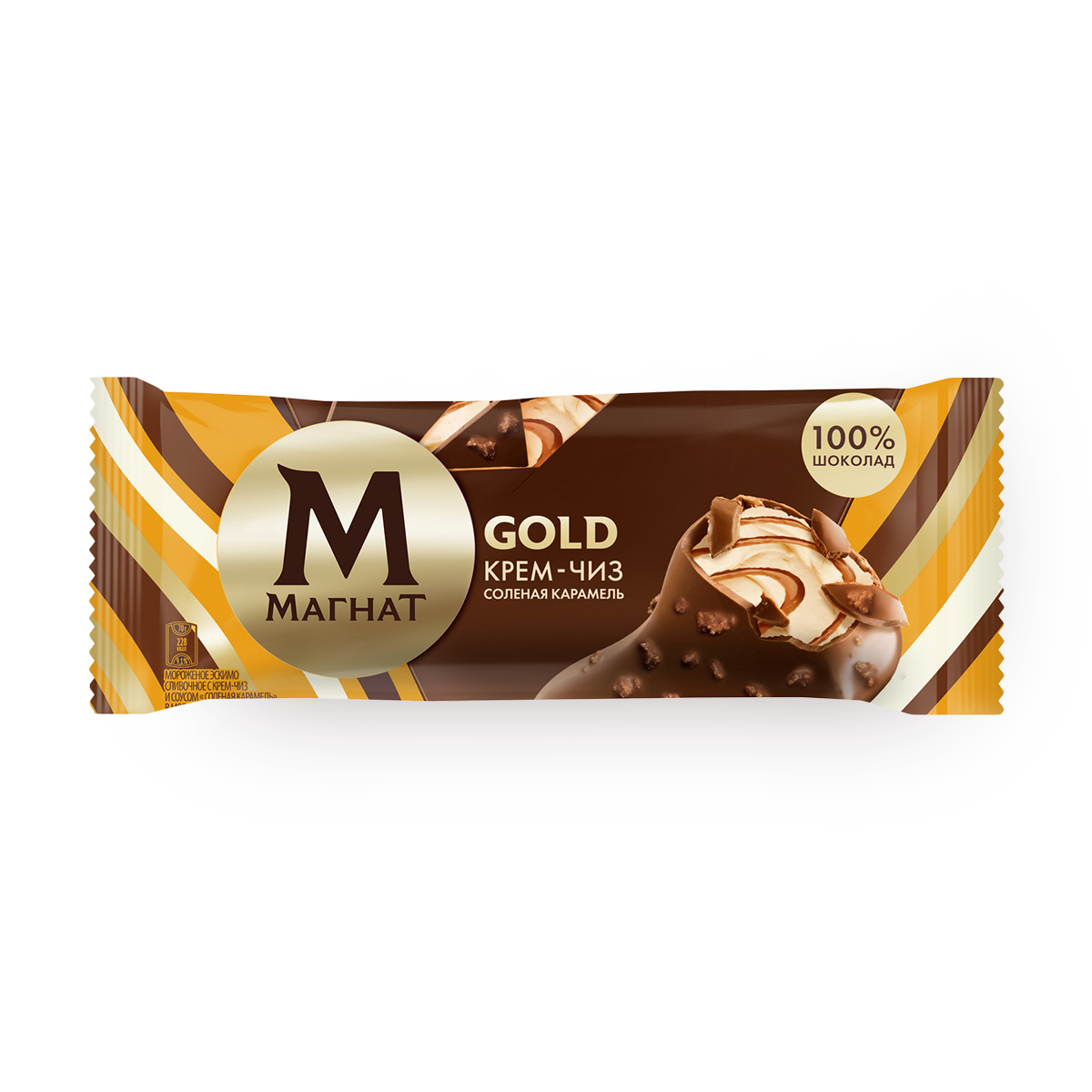 Мороженое Gold "Магнат", крем-чиз, на палочке, шоколадная глазурь, 70 г