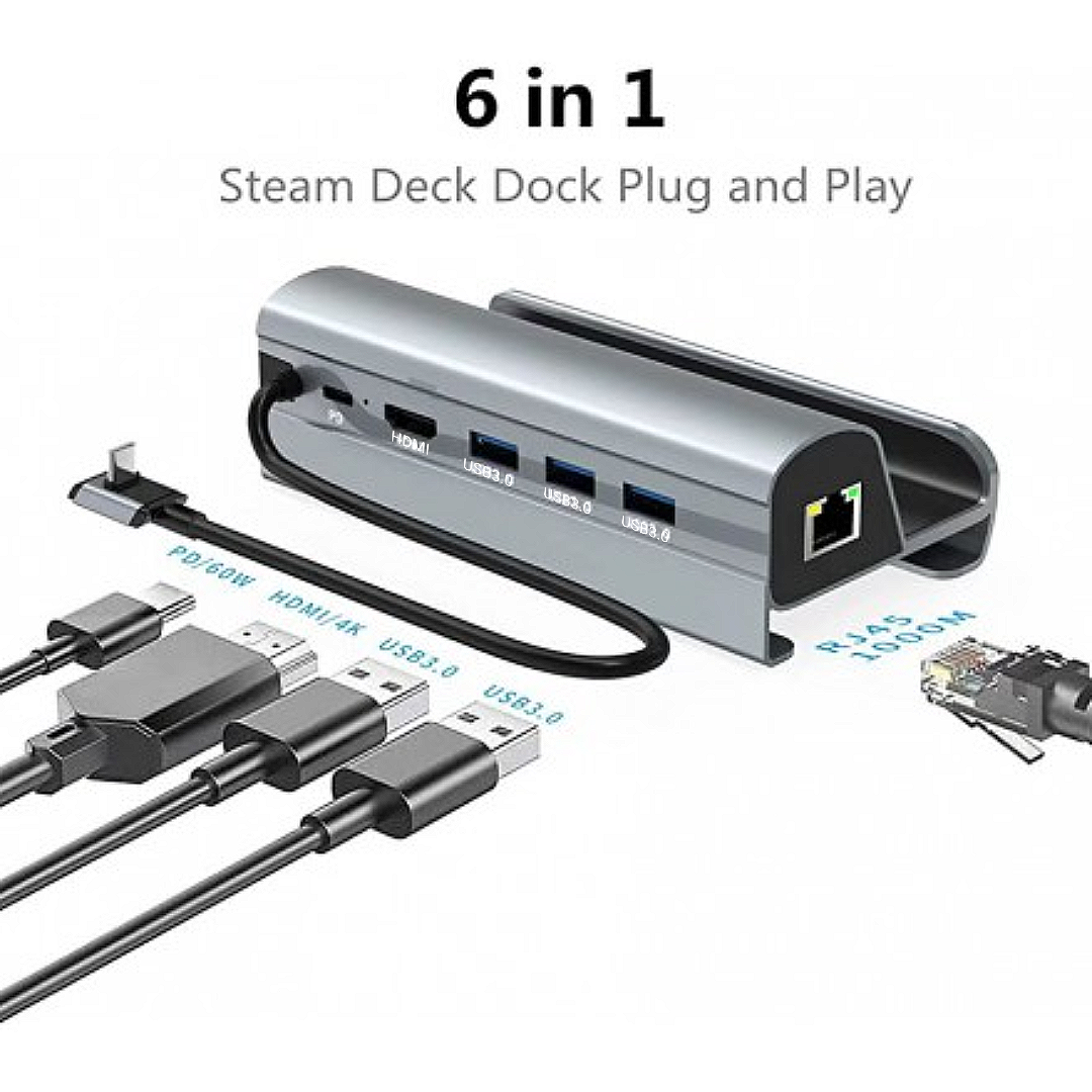 Док станция USB-C на 6 устройств (адаптирована для Steam Deck)