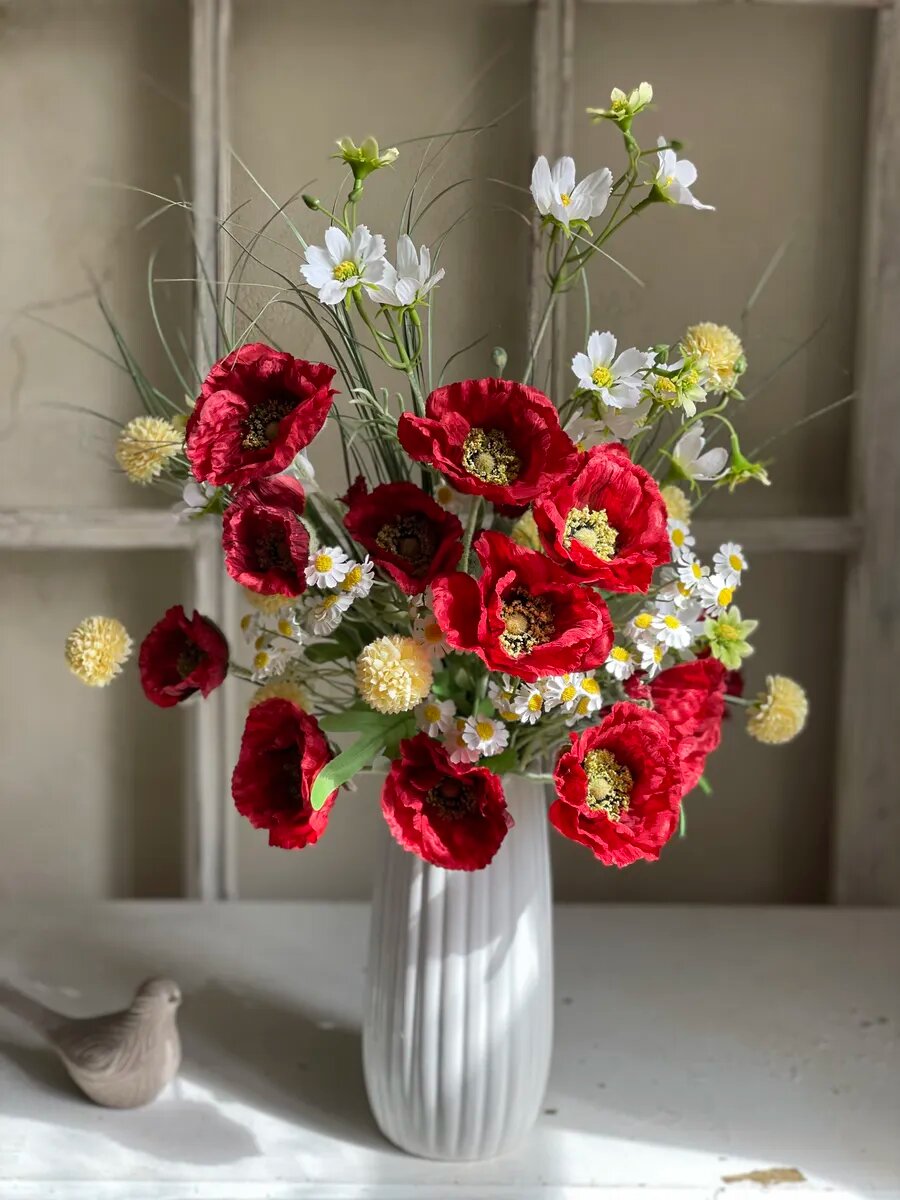 Искусственные цветы для декора Букет с маками