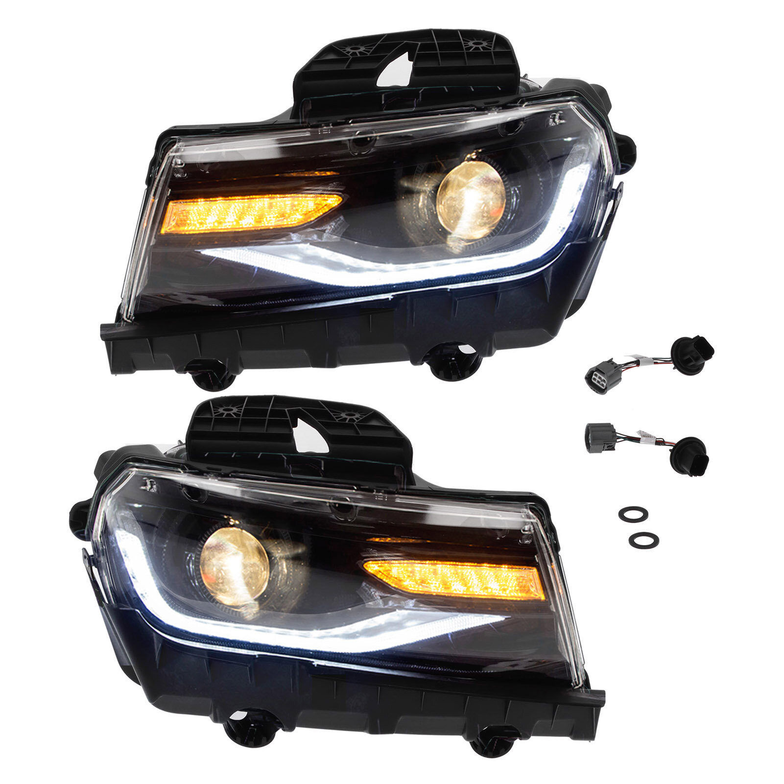 Комплект из двух светодиодных проекционных фар для автомобиля, степень защиты IP67, подходит для Camaro 2014-2015 с левосторонним рулевым управлением.