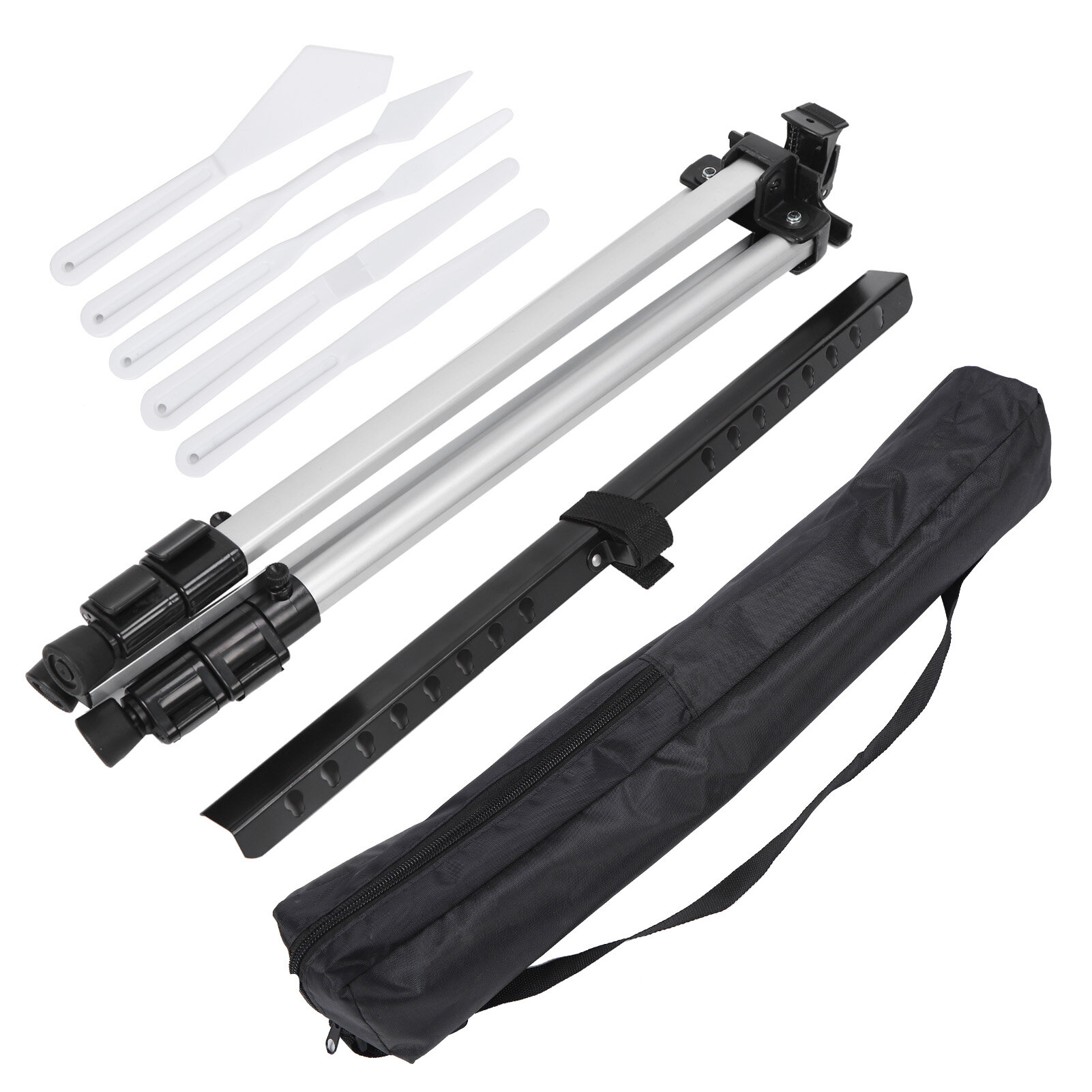 Набор из регулируемого мольберта из серебристого металла с пластиковым скребком и складной подставкой для художественной доски