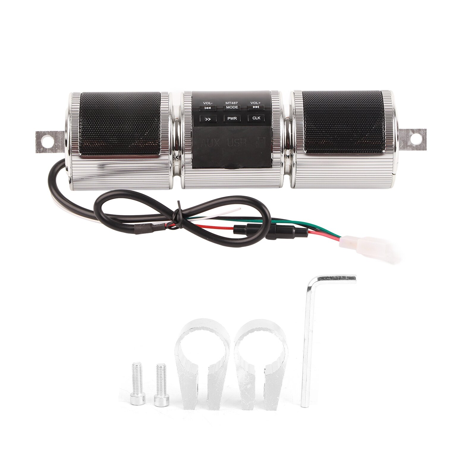 Мотоциклетная Bluetooth колонка на руль, водонепроницаемая, серебристая