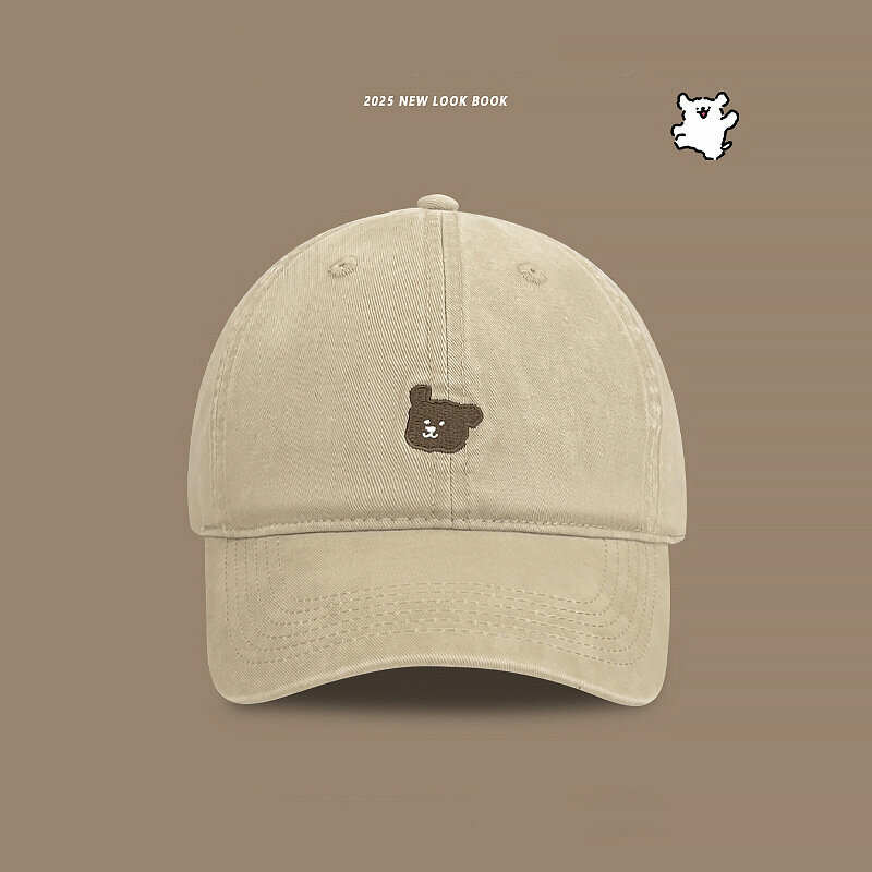 Японская бейсболка с вышитым ретро-щенком для женщин, корейская версия с большой окружностью головы и небольшой парной кепкой-утконосом, открывающей лицо, с широкими полями и универсальной конструкцией