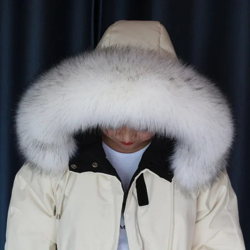Qearlstar 2025 Новый мех воротник фальшивый ракон лисица мех роскошный женщины мужчины детские шарфы пальто капюшон декор одежда аксессуары обгортки FY502,200,18, искусственный мех, полиэстер,