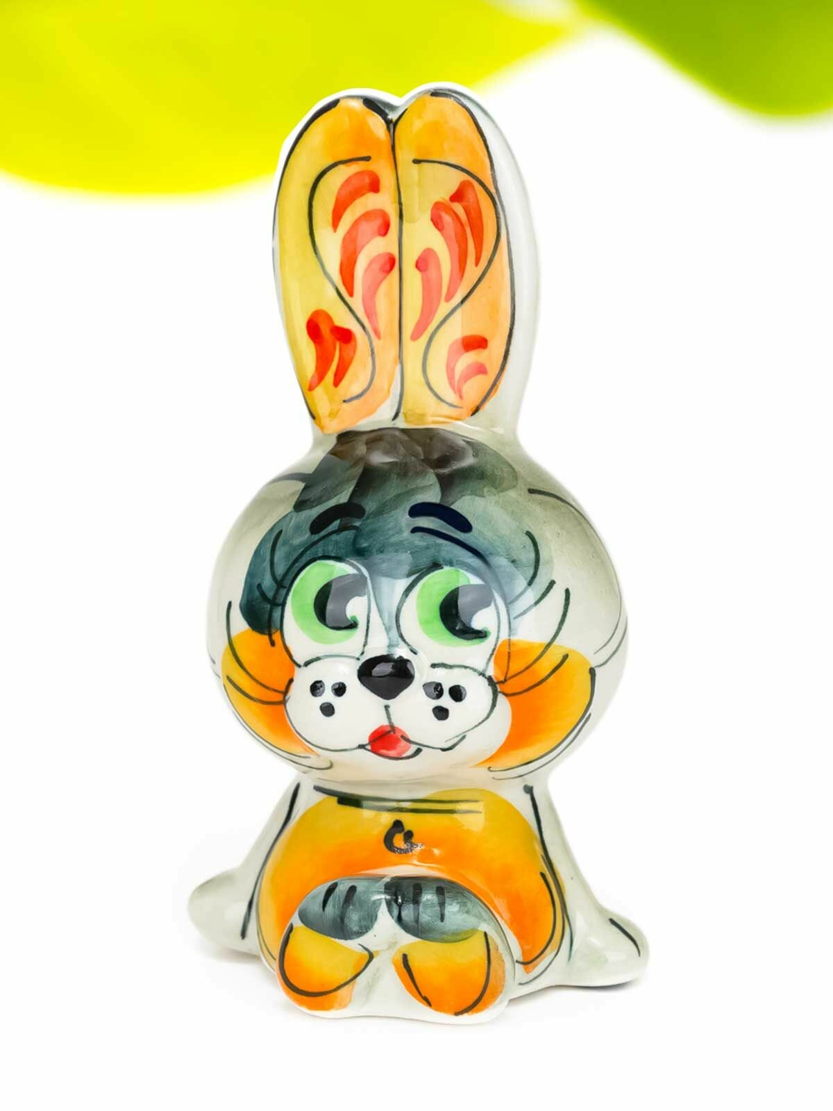 Фигурка коллекционная - Зайчонок Кнопка, Гжель, Фарфор, 13,5 см