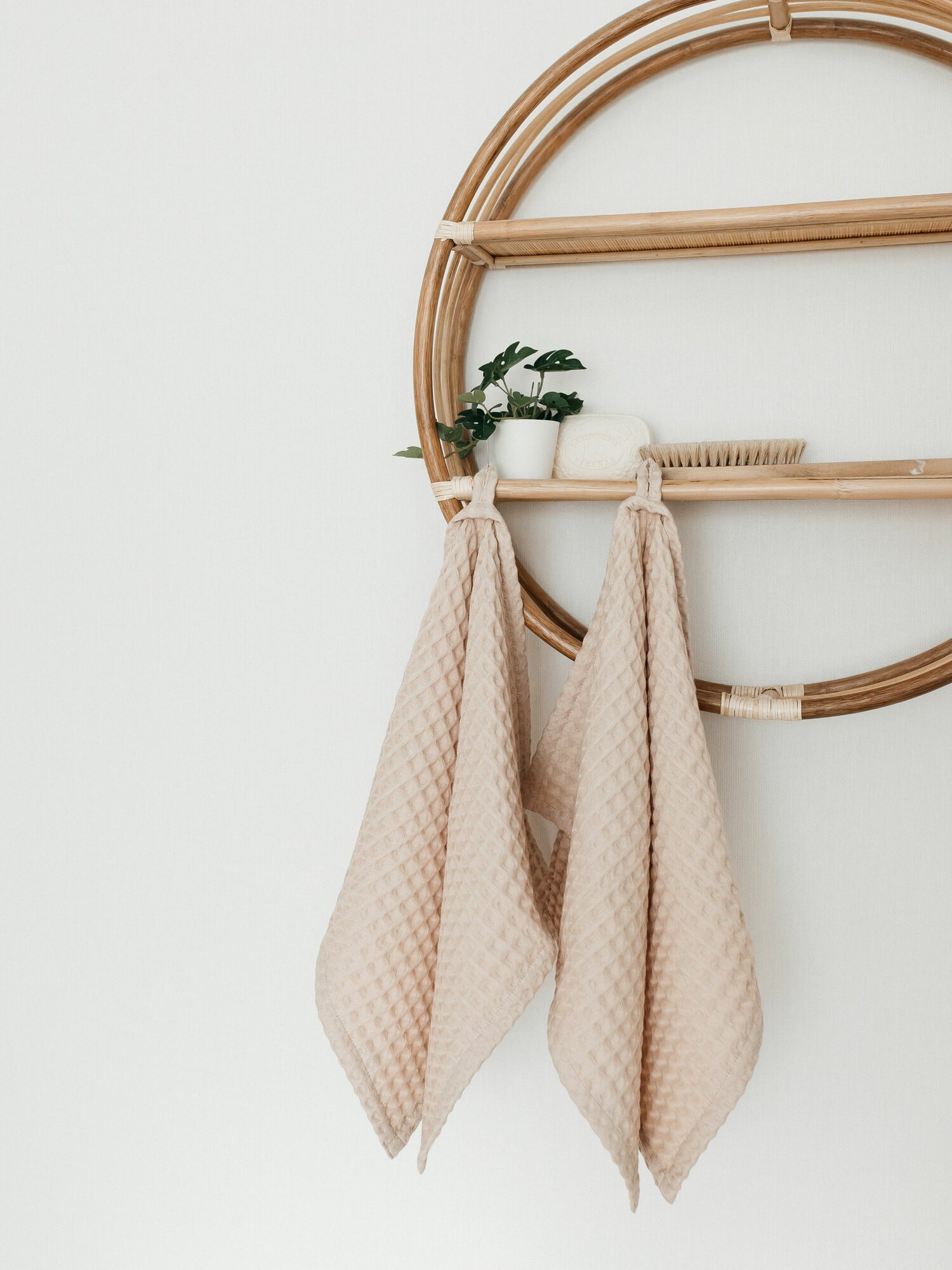 Набор кухонных полотенец Sondetti, вафельные, 100% хлопок, 40×60 см, 2 шт, бежевые