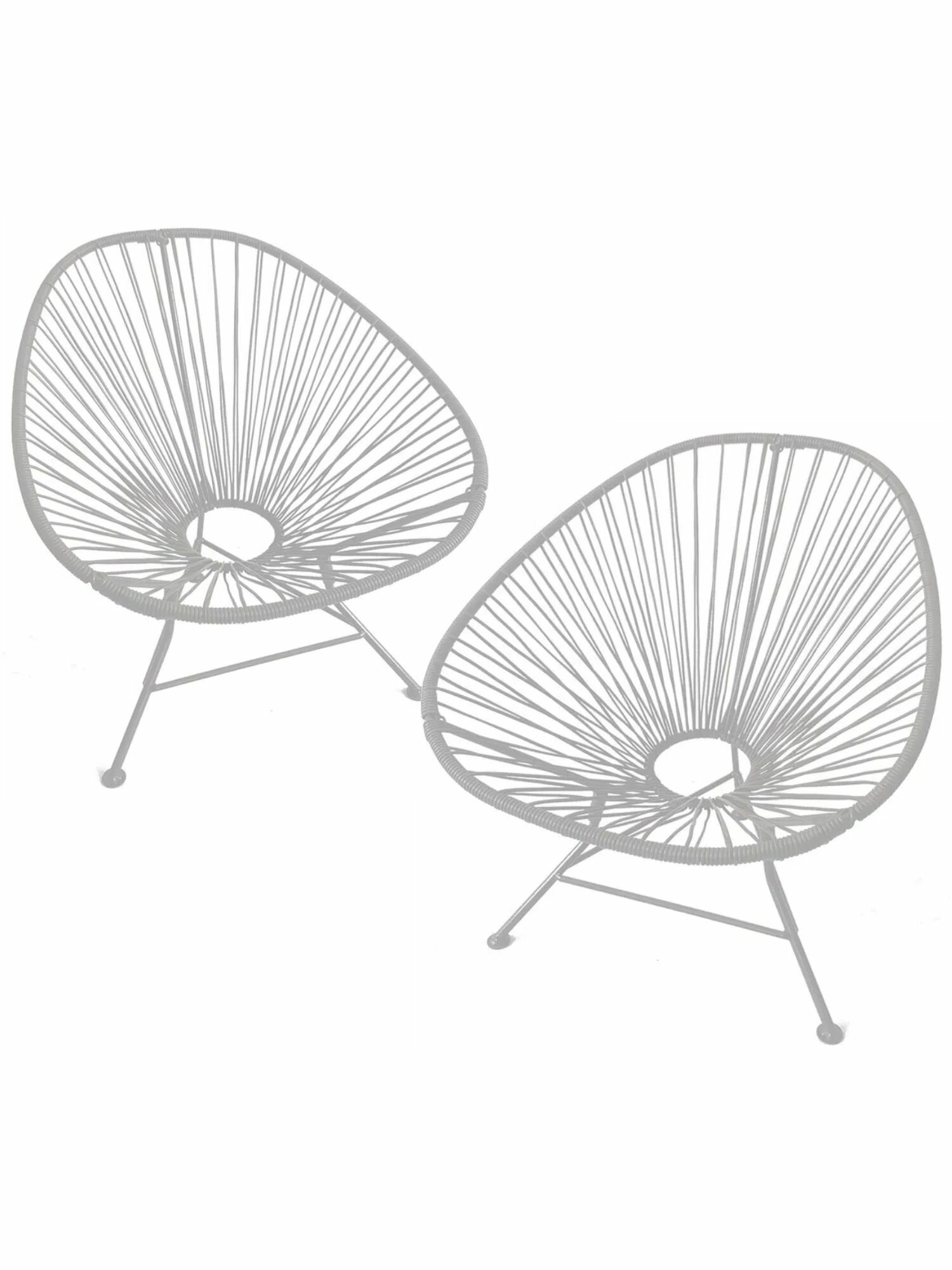 Кресло ракушка мини, белый, комплект из 2 штук