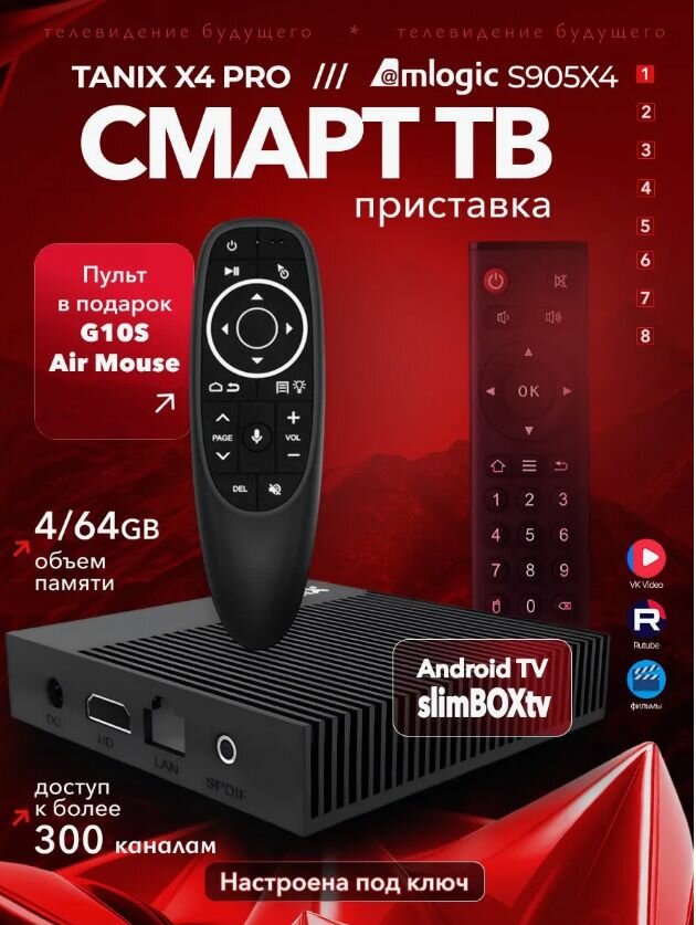 Прошитая смарт ТВ приставка Tanix x4 4/64 7000 ТВ каналов, ютуб и бесплатное кино