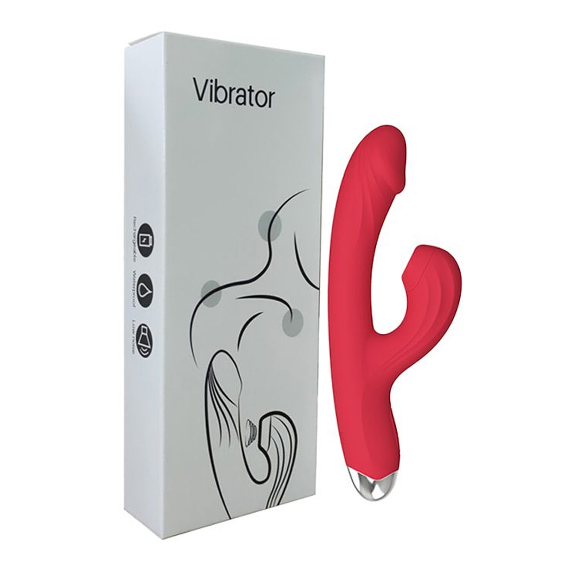 Вибратор-кролик с вакуумным клиторальным отростком Quick Sucking Vibrator, красный Secwell