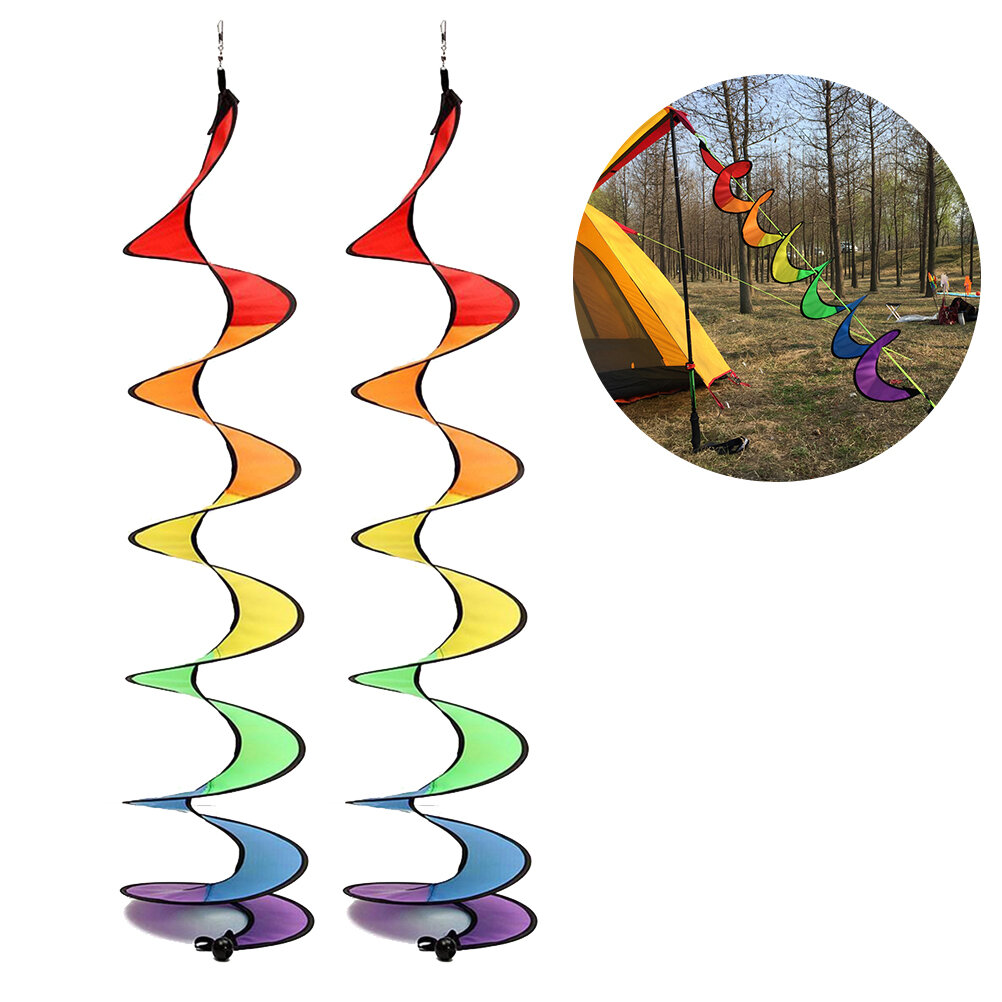 Spiral Rainbow Wind Strip Windmill Colorful Chime for Garden Home Outdoor Camping Tent Decoration