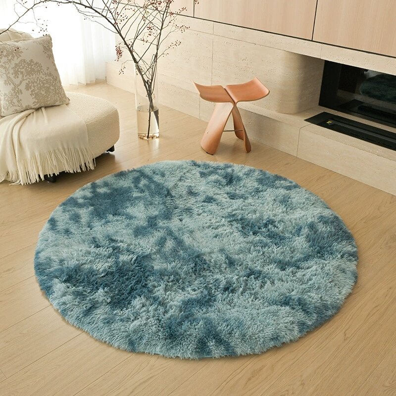 Ковер "Fluffy Crazy Circle Powder", акрил/поликарбонат, синий/серый, ручной работы
