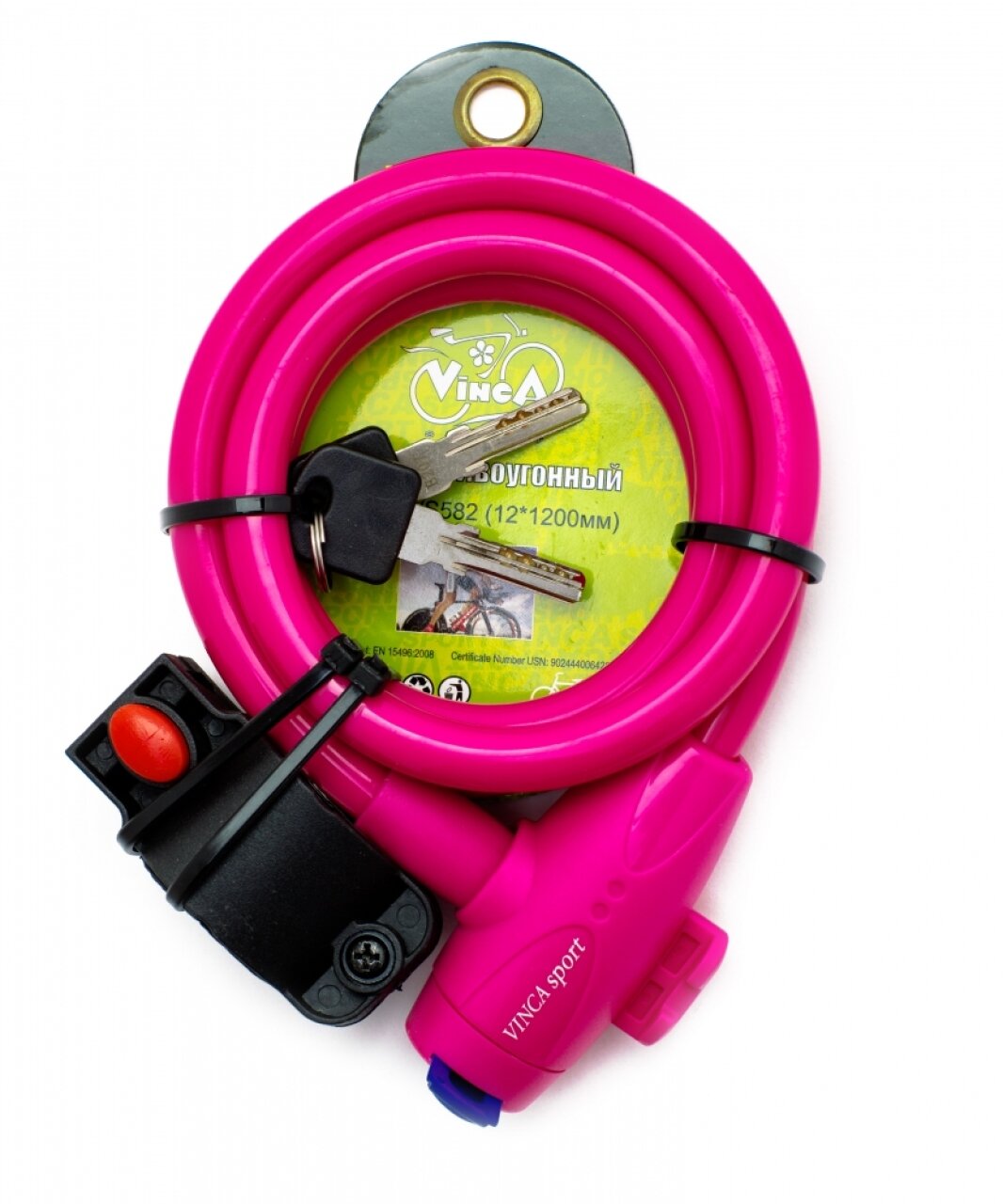 Велозамок Vinca Sport VS 582 (12 x1200 mm) Розовый