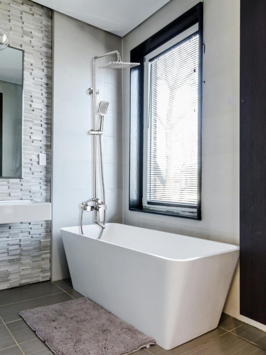 Душевая система c тропическим душем, со смесителем и изливом Gross Aqua Dyno, латунь, хром, GA9009SMD07C