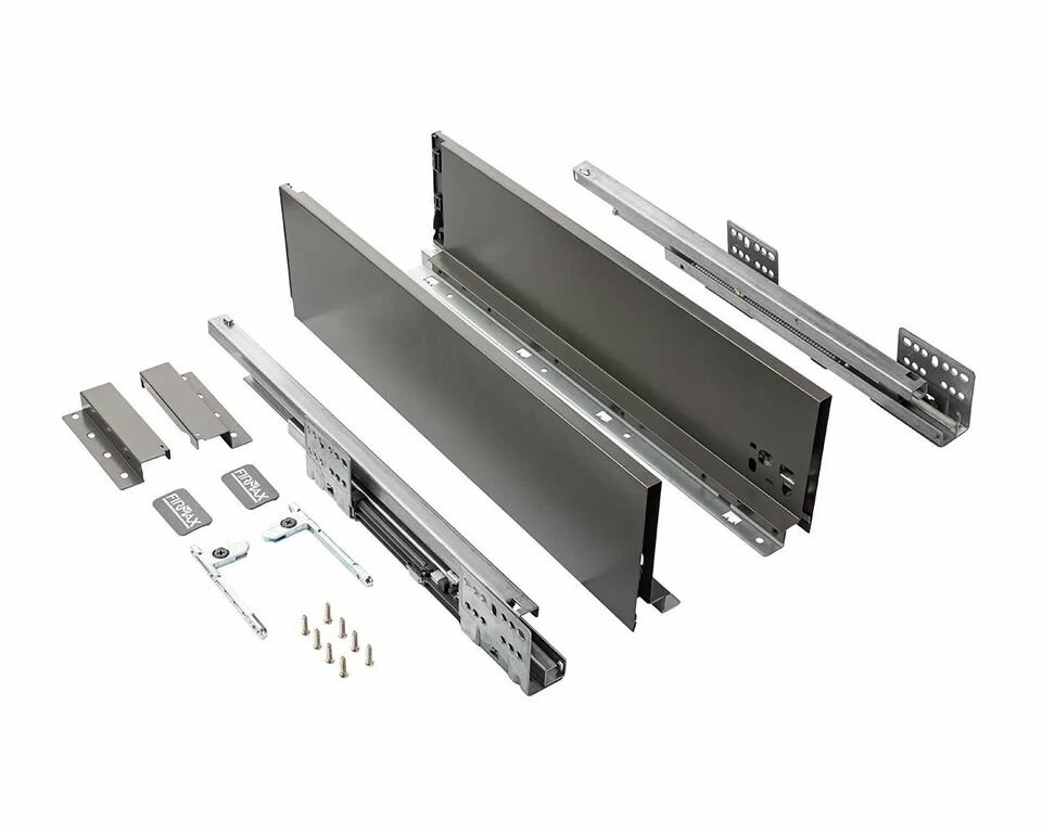 Комплект ящика Firmax Smartline, длина 500 мм, высота 135 мм, Push-to-Open, серый