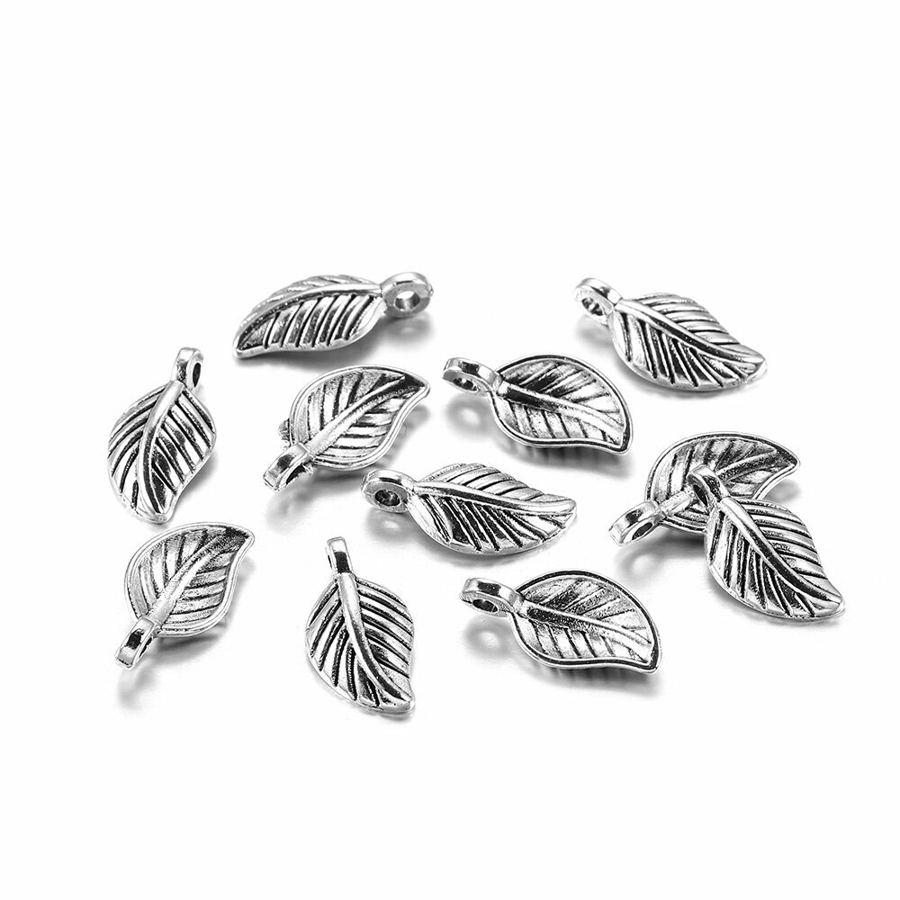 Листики для рукоделия 60 шт, серебряные металлические штампованные элементы 15х7 мм, фурнитура для бижутерии, скрапбукинга, декора открыток и декупажа