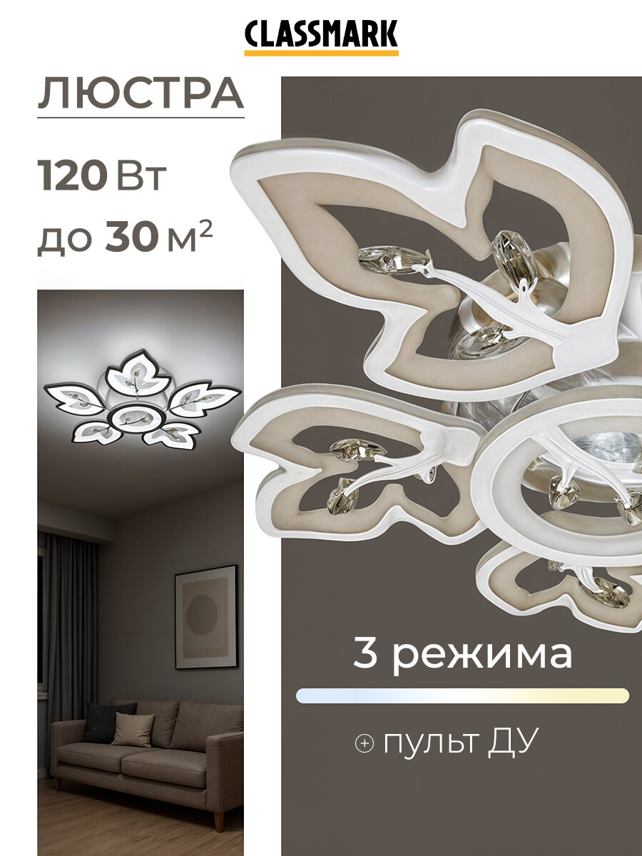 Люстра Classmark HD1292, 120 Вт, площадь освещения до 30 м², с пультом