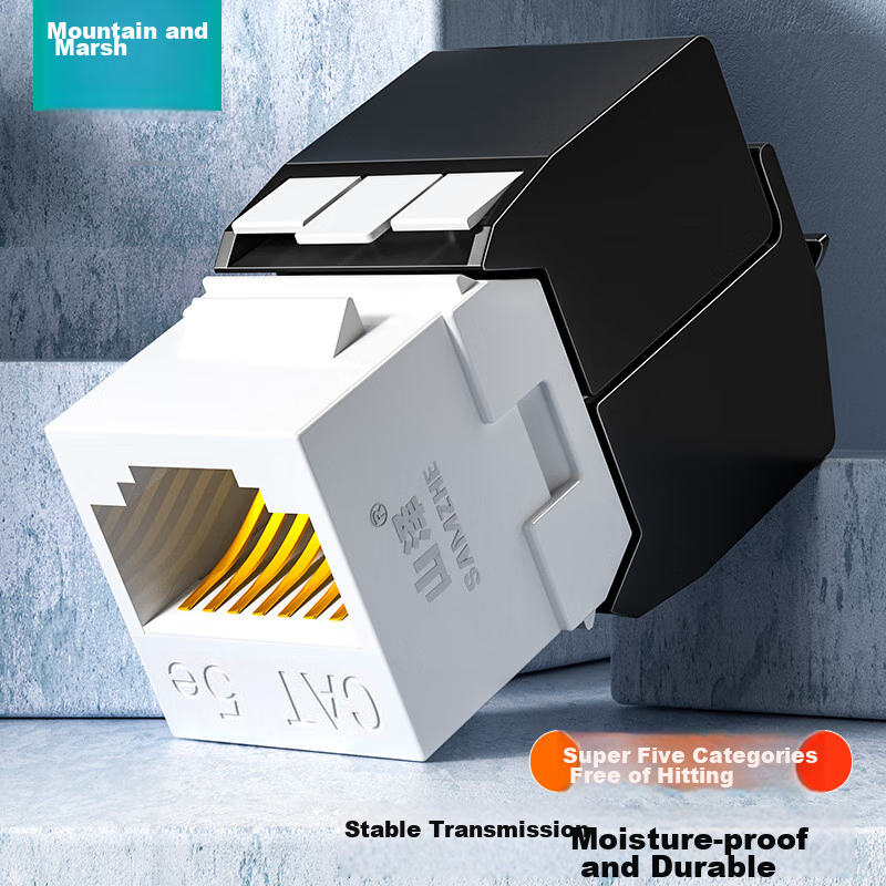 SAMZHE CAT5e Network Module, Unshielded Punch-Down Free Modular RJ45 Connector, Gold-Plated Computer Network Cable Connector, WMD-005