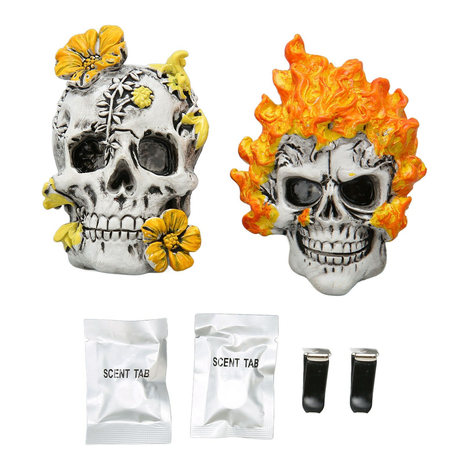 2pcs автомобиль черепа эфирное вентиляционное отверстие декоративное аэроматерапевтическое вентиляционное зажим ароматерапевтической ароматерапевтической вентиляционной системы