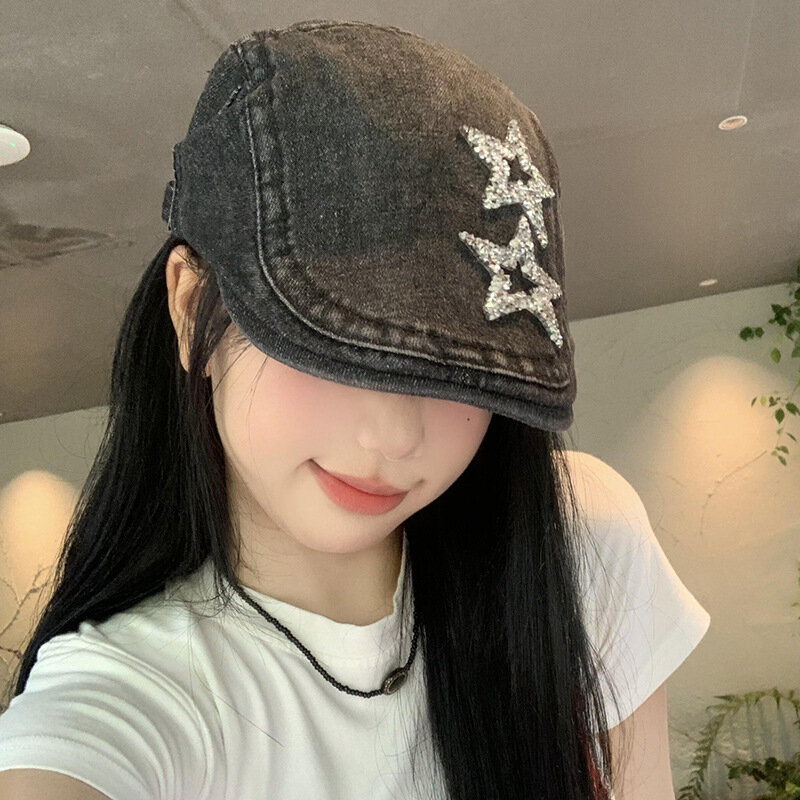 Шляпа "Горячая девушка с улицы", вогнутая, джинсовая, черная, размер 54-58