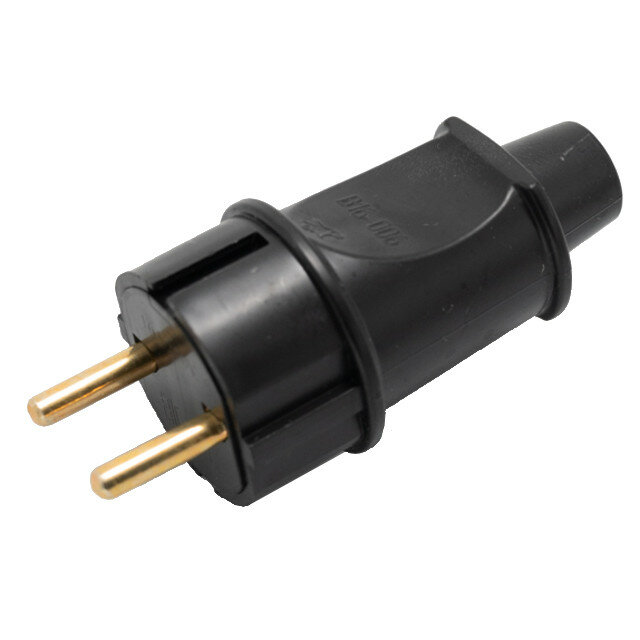 АВС вилка штепсельная из пластика черная 16А 005Ч с защитой заземления и корпусом