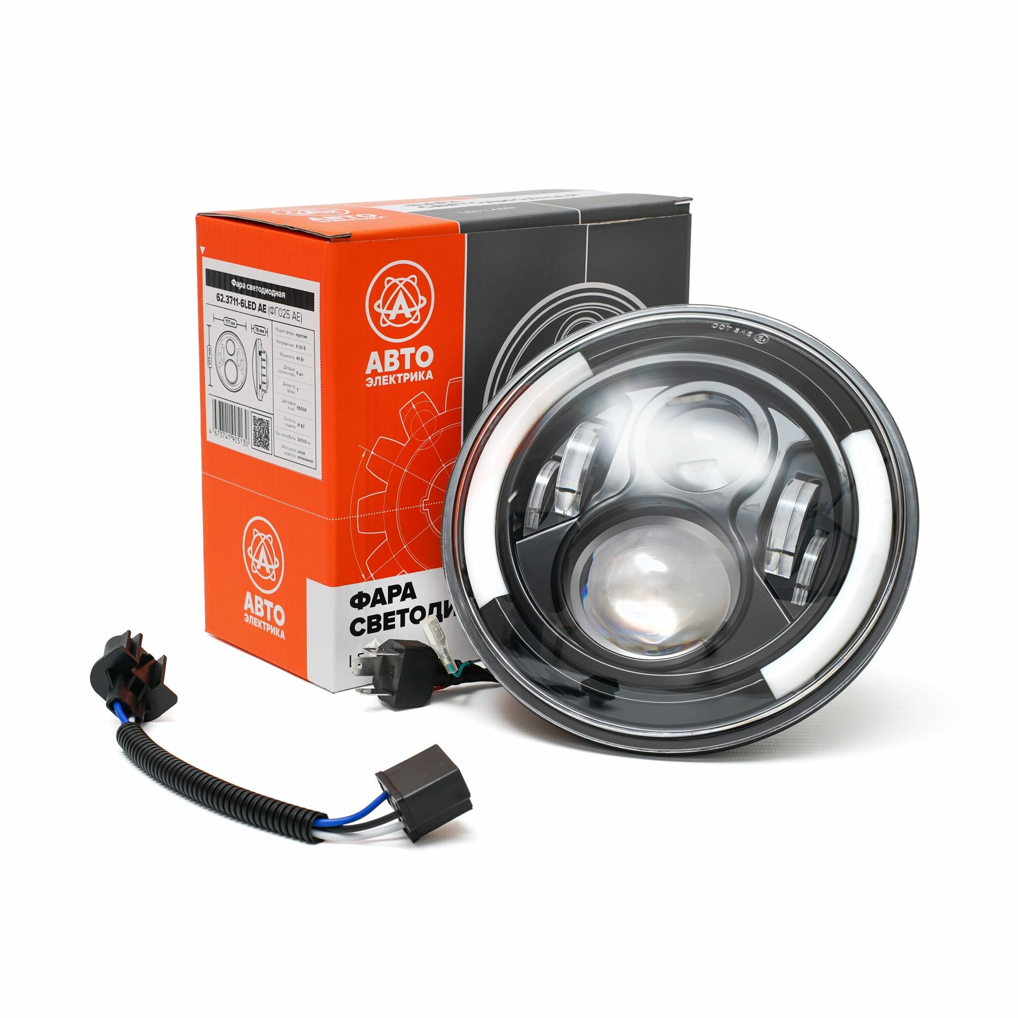Фара ВАЗ-21213, УАЗ-31519 Хантер 6 диодов, с ДХО и поворотником/ Арт. 62.3711-6LED AE (ФГ025 AE)