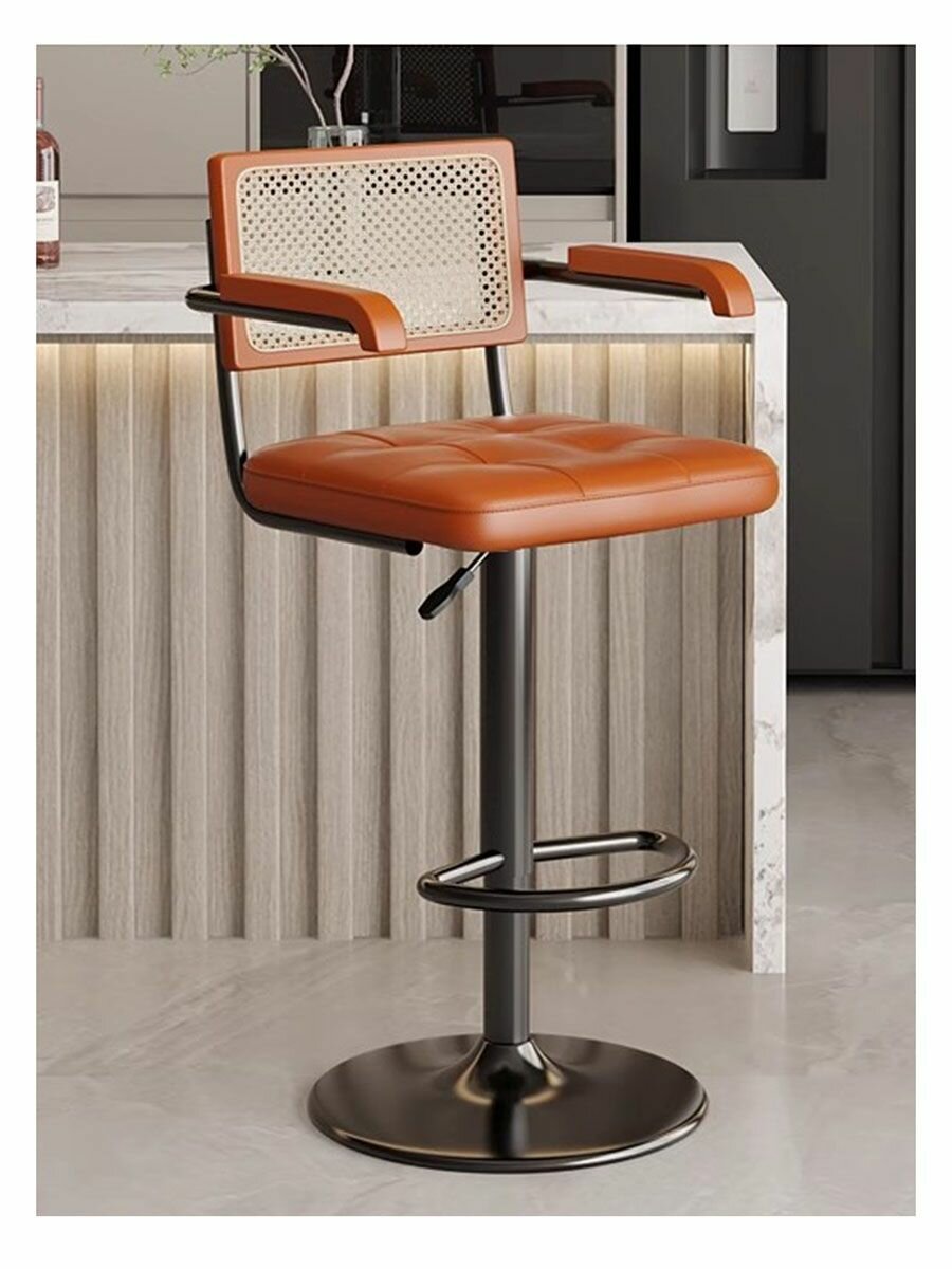 Барный стул/Подъемный высокий табурет, Кассирское кресло из ротанга в стиле ретро, Высота подъема 60-80см