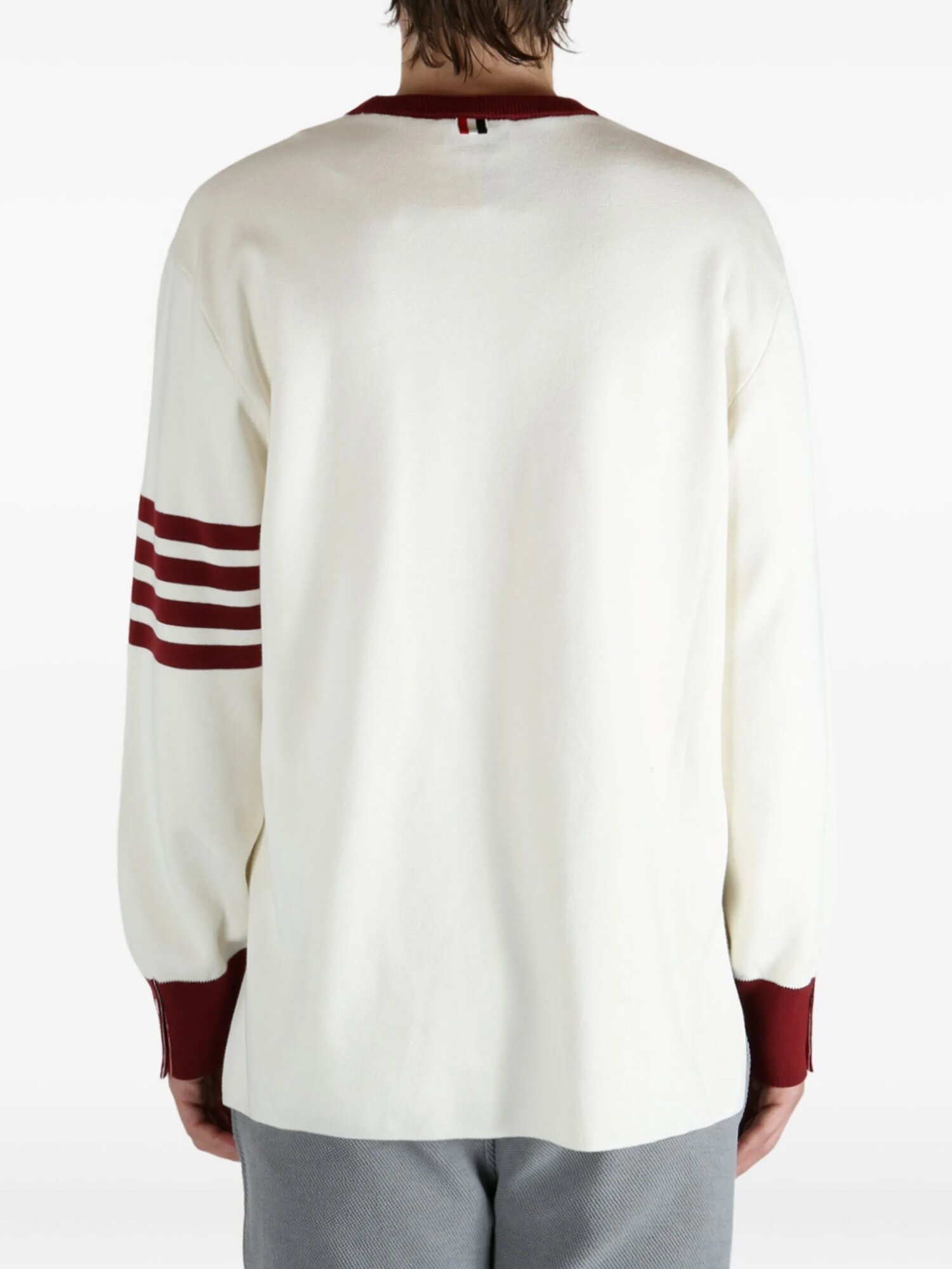 Свитер THOM BROWNE Four-stripe crew-neck sweater, размер 54, , white — фото 1