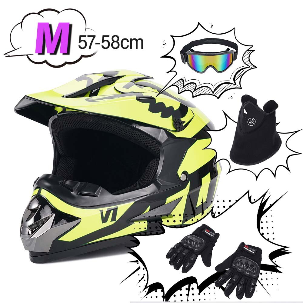 Шлем, очки, перчатки, маска, комплект для внедорожного мотоспорта, DOT-сертификат