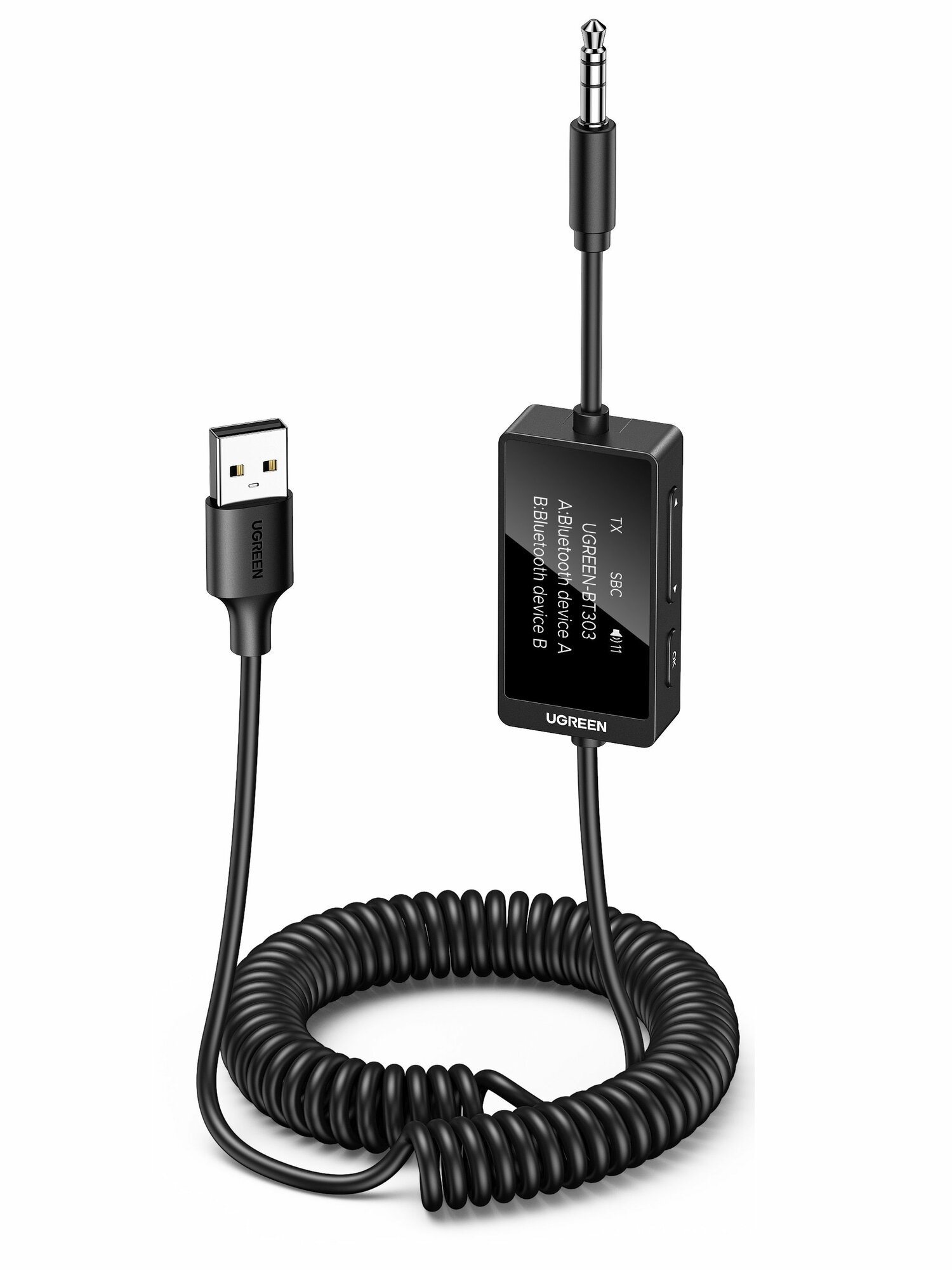 Адаптер Bluetooth приемник/передатчик UGREEN BT303 (45236) Bluetooth Audio Transmitter&Receiver с микроф. Цвет: черный