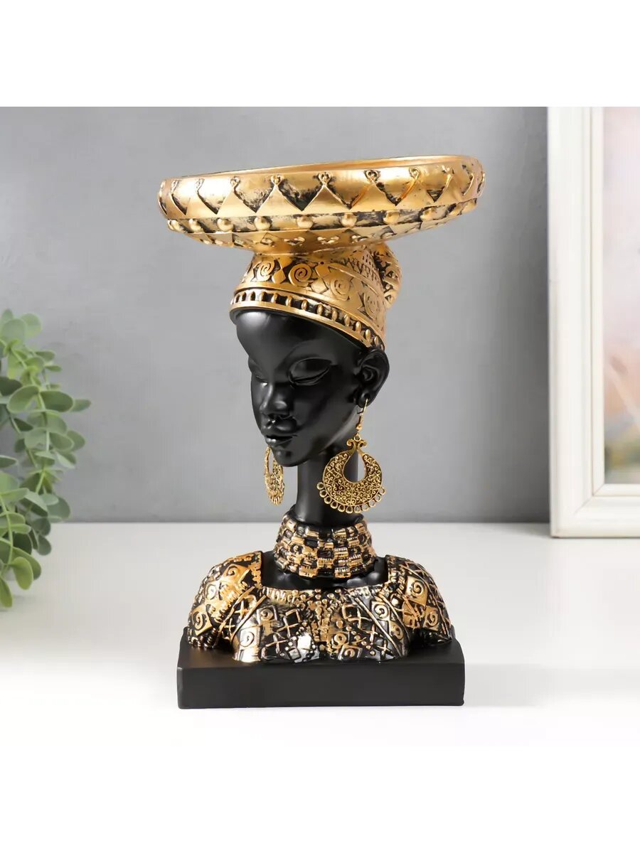 Подставка интерьерная "Африканка с серьгами" 25х15х15 см
