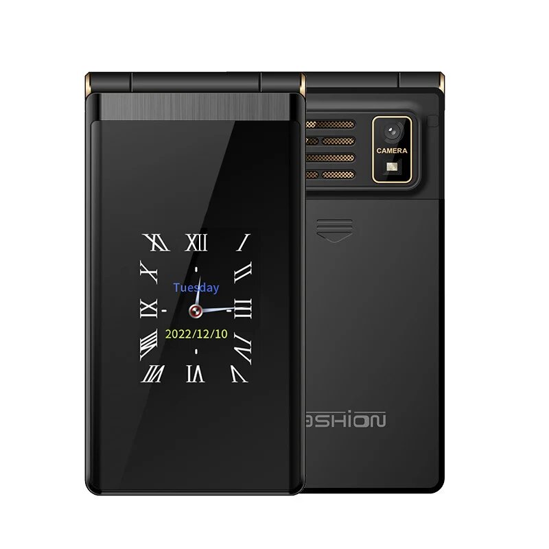 Yeemi M1 Функция телефона Большой кнопочный 2G раскладной телефон English keyboard, Черный, черный