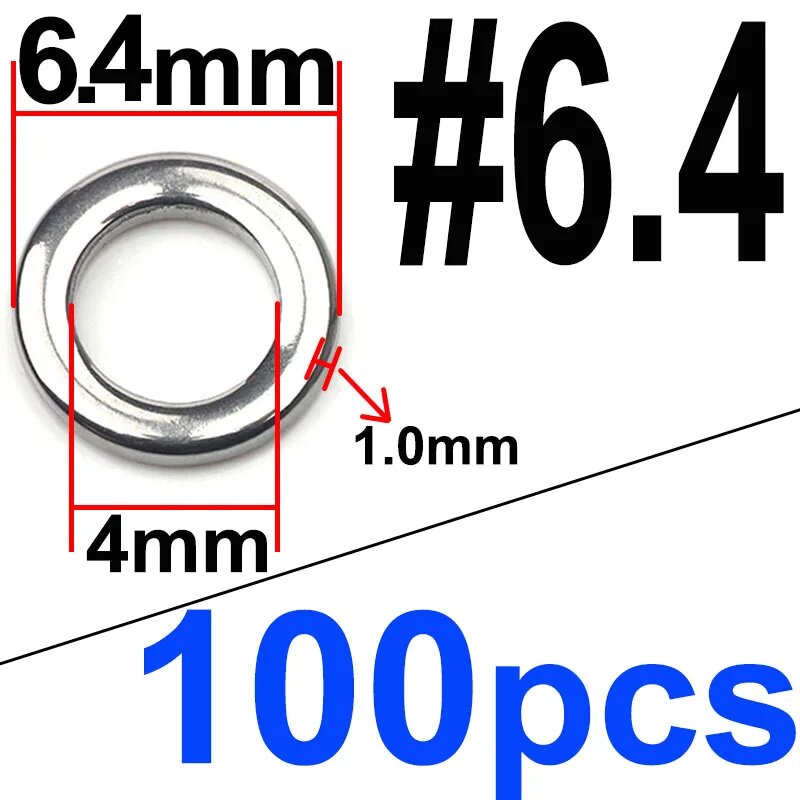 Набор колец для ловли карпа Facifa из нержавеющей стали 100pcs 6.4mm