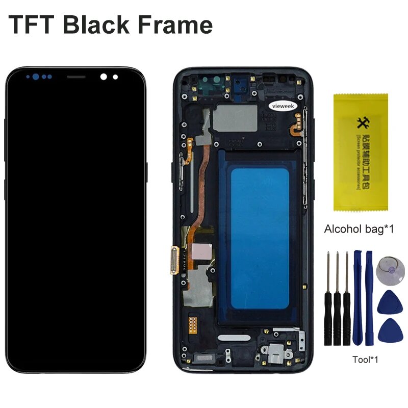 TFT-экран для Samsung Galaxy S8, ЖК-дисплей, дигитайзер сенсорного экрана с рамкой для Samsung Galaxy S8 G950F, ЖК-дисплей Black With Frame