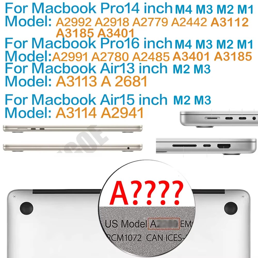 Силиконовые пылесборники для MacBook Air 13/15 M2 M3, 7pcs-set