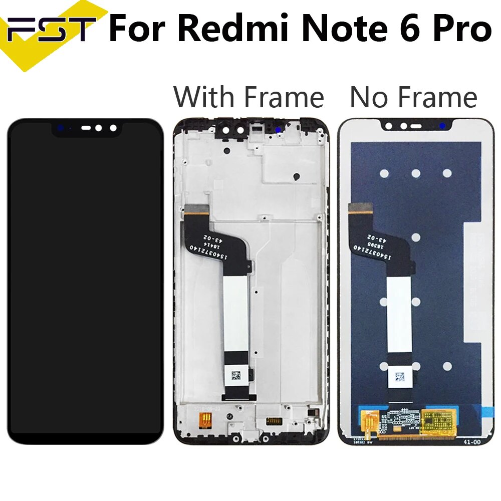 Качество AAA для Xiaomi Redmi Note 6 Pro ЖК-дисплей с рамкой и дигитайзером Black No Frame