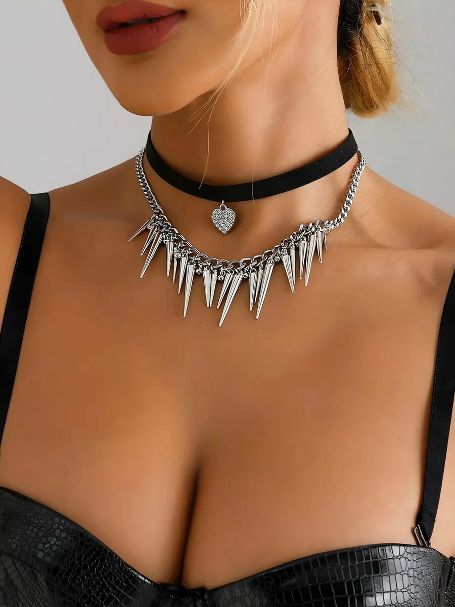 Чокер, металл, кристалл, комплект