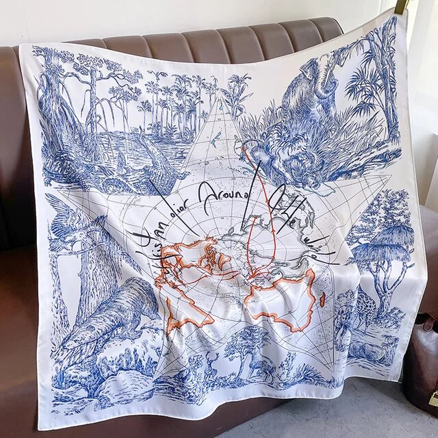 Роскошный брендовый Шелковый квадратный шарф 90*90 см, хиджаб, Женская бандана, мягкие шарфы, шейный платок, Женская регулируемая повязка на голову