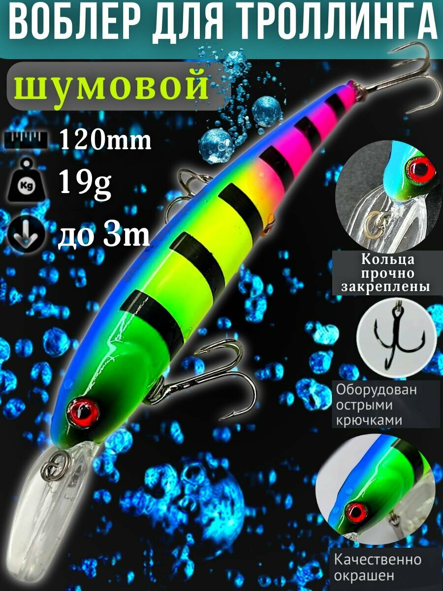 Воблер Бандит Минноу 120мм 19гр с заглублением 3м / Приманка воблер для троллинга на щуку, судака