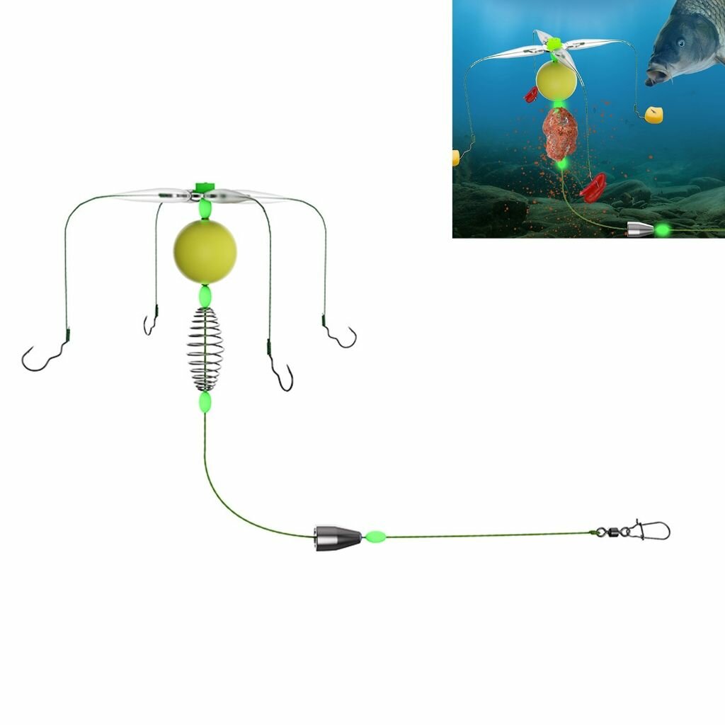 Поплавок с кормушкой и крючками для ловли