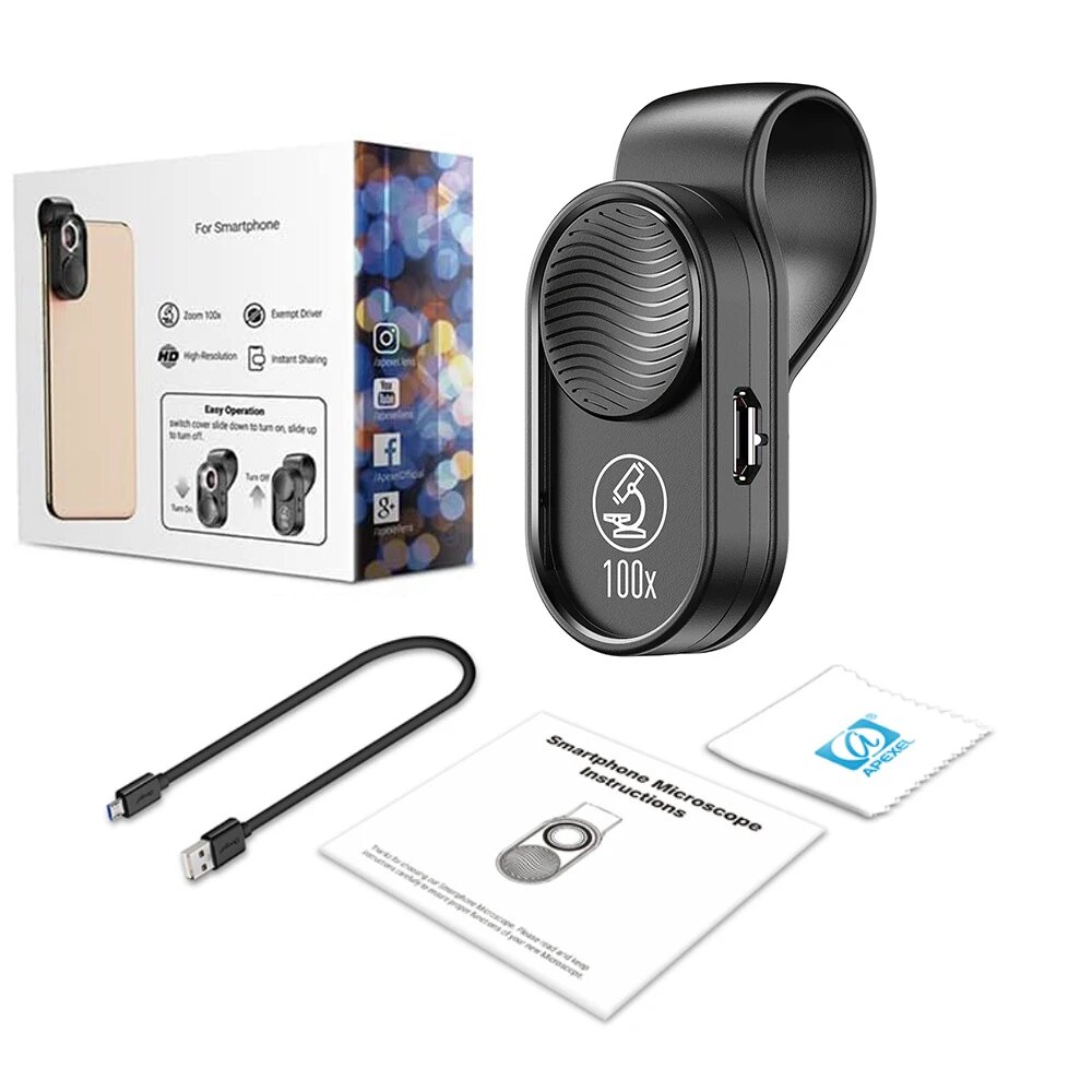 FNIRSI 500X Микроскоп для телефона, 100X