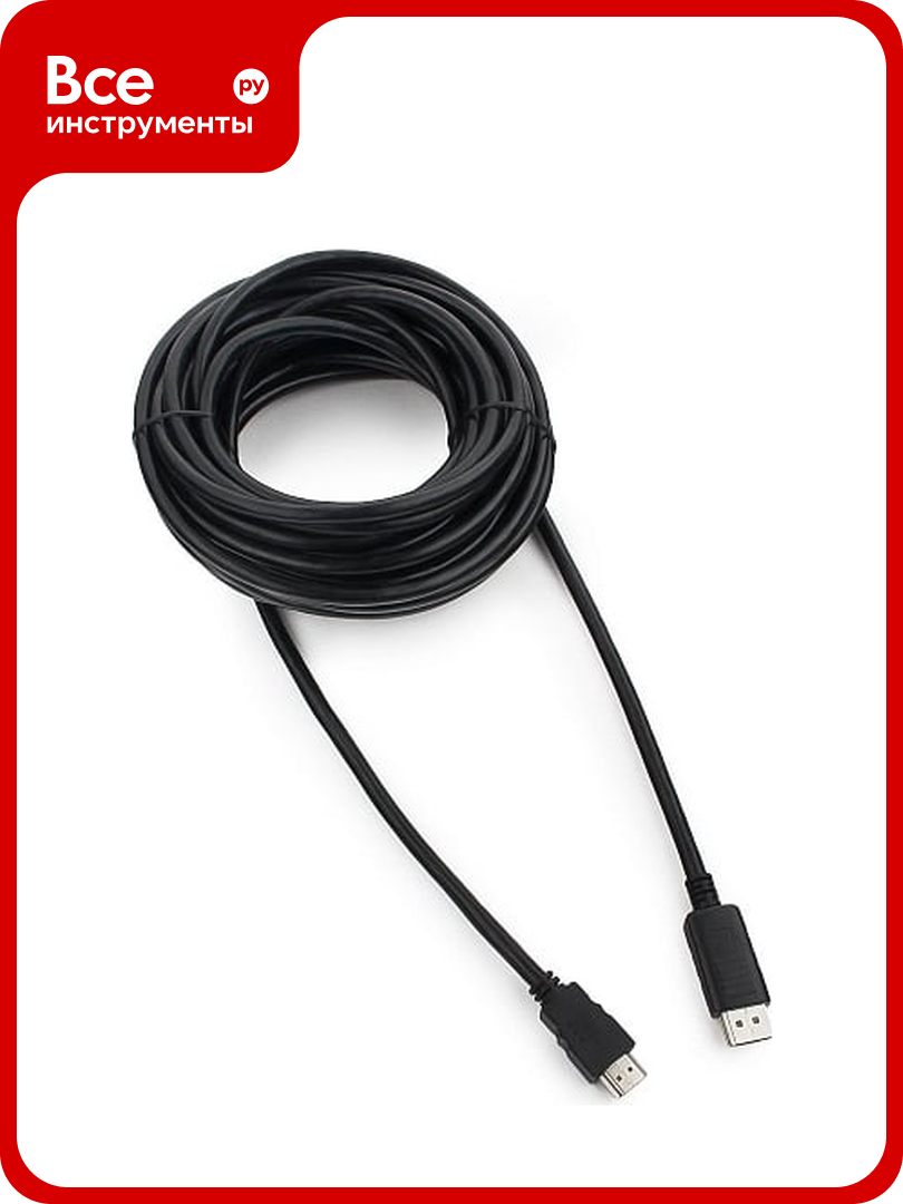 Кабель HDMI-DisplayPort Cablexpert, 10м, 20M/19M, черный, экранированный, пакет,