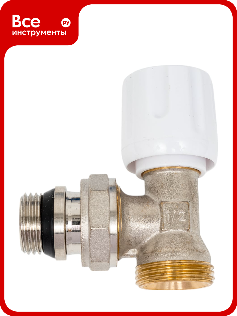 Радиаторный угловой вентиль MVI ручной регулировки с самоуплотняющимся кольцом 1/2" под евроконус
