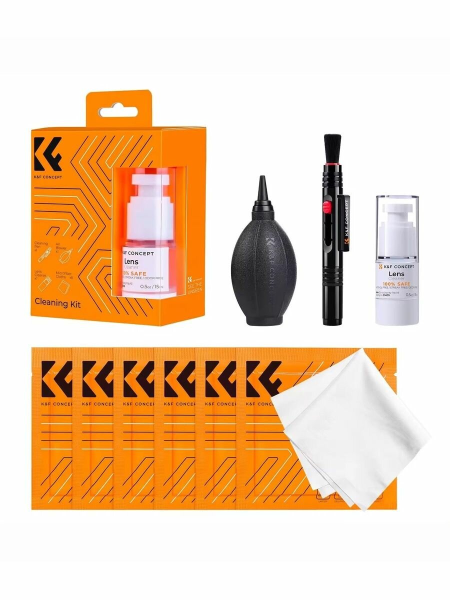 Набор для чистки оптики K&F Concept SKU.1618, чистящий карандаш, салфетки, жидкость