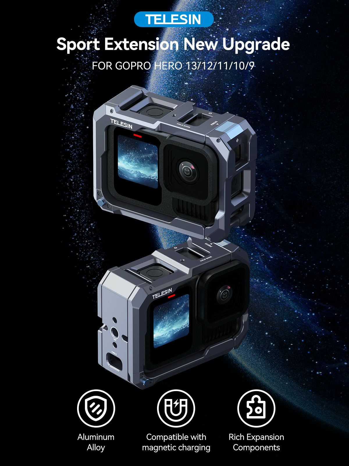 Telesin Sport Extension New Upgrade рамка Telesin для GoPro 13/12/11/10